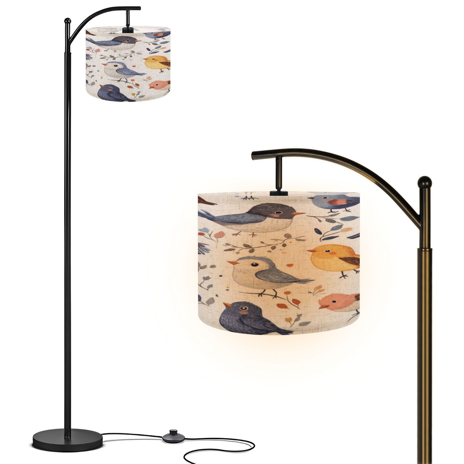 Arc Floor Lamp, 3 Color Temperatures Modern Floor Lamps Adorable bird ...