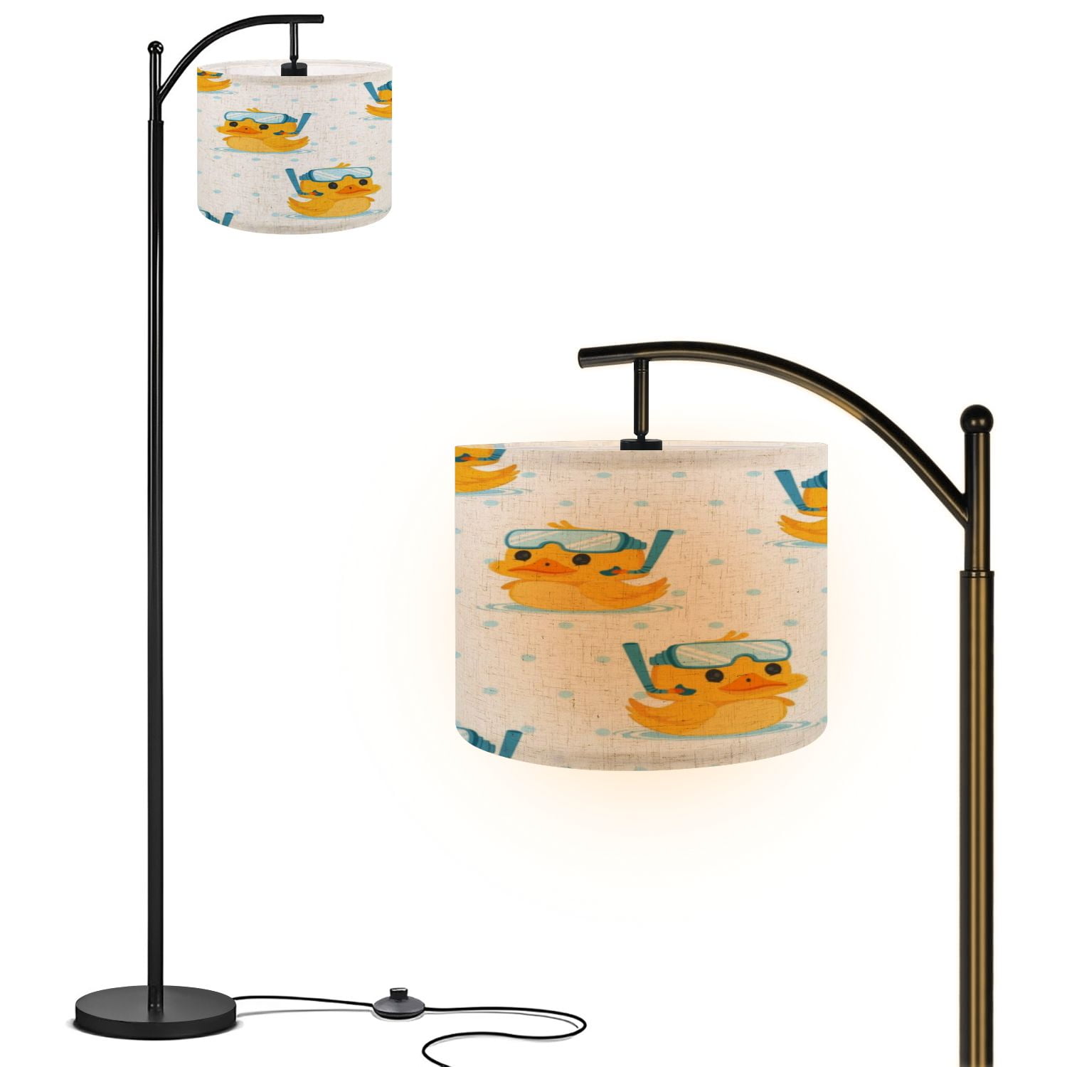 Arc Floor Lamp, 3 Color Temperatures Modern Floor Lamps Cute Duck Diver ...