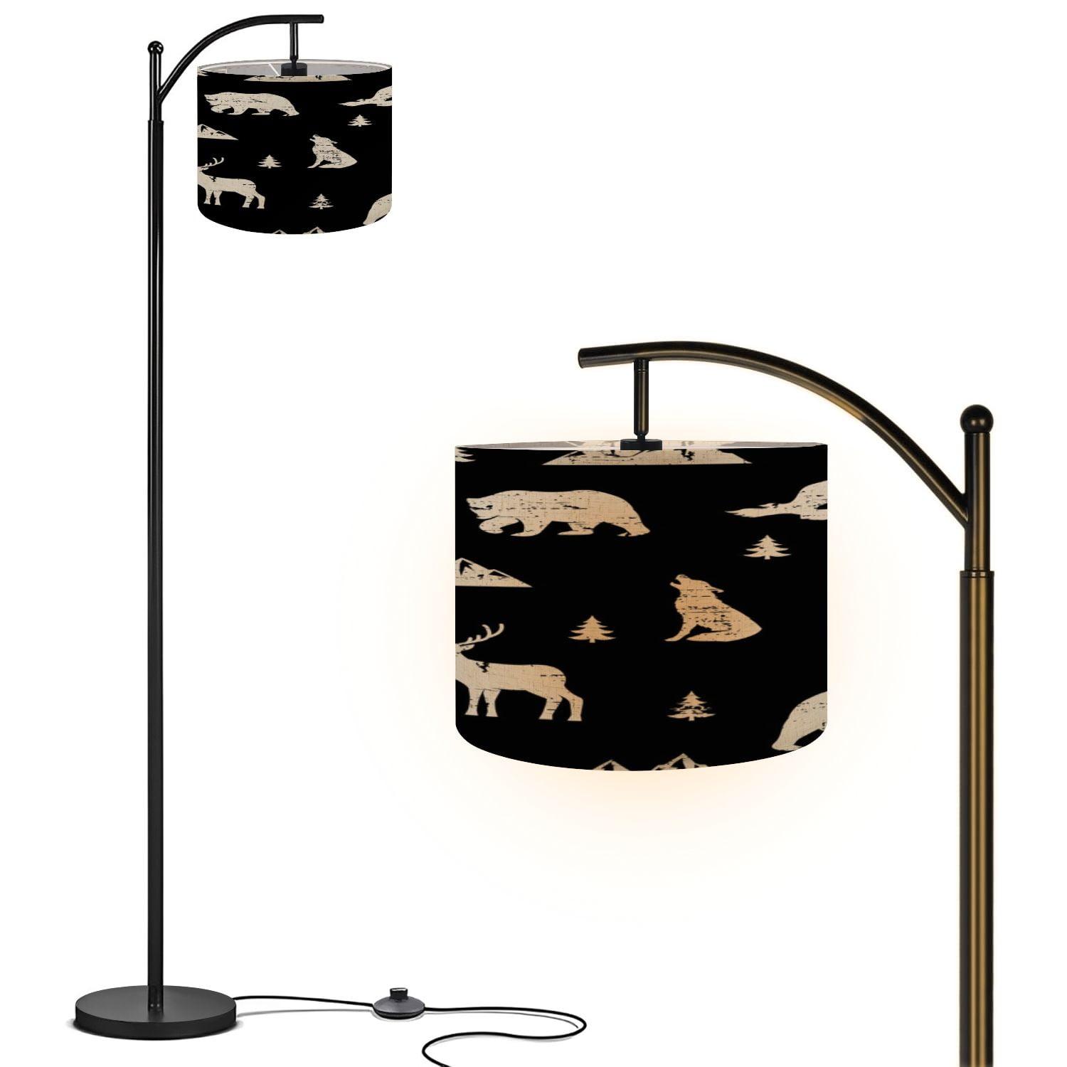 Arc Floor Lamp, 3 Color Temperatures Modern Floor Lamps Forest animals ...