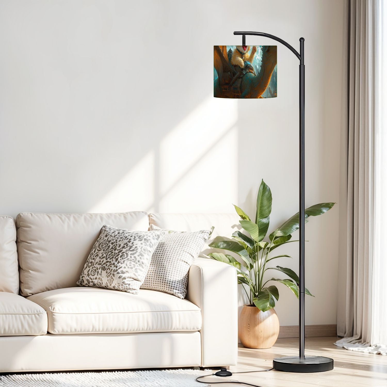 Arc Floor Lamp, 3 Color Temperatures Modern Floor Lamps Funny Cat ...