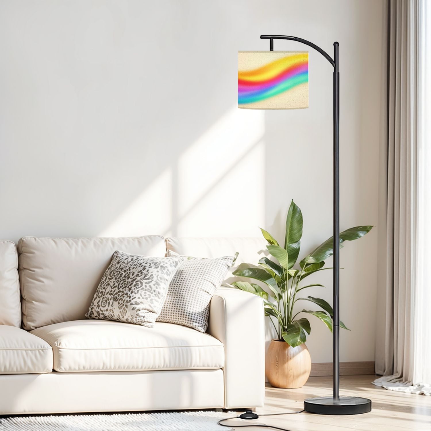 Arc Floor Lamp, 3 Color Temperatures Modern Floor Lamps Gradient ...