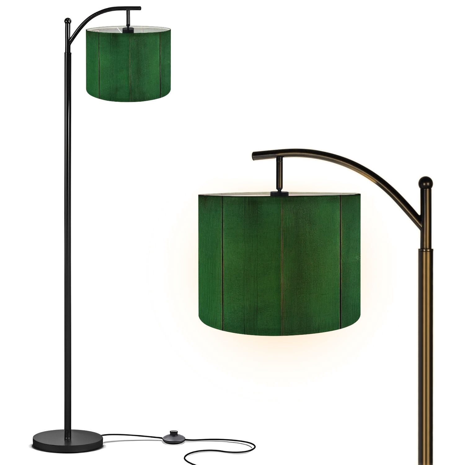 Arc Floor Lamp, 3 Color Temperatures Modern Floor Lamps Green wood ...