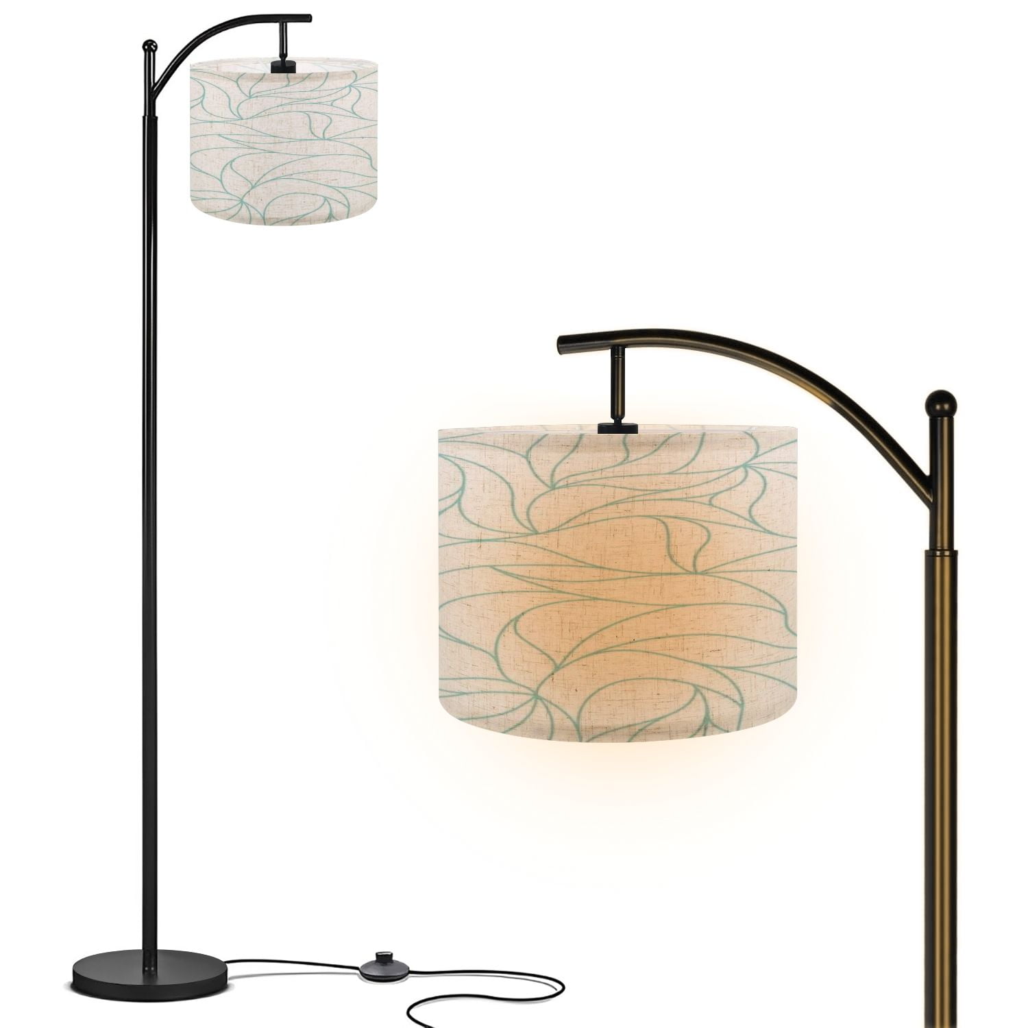 Arc Floor Lamp, 3 Color Temperatures Modern Floor Lamps Leaves pattern ...
