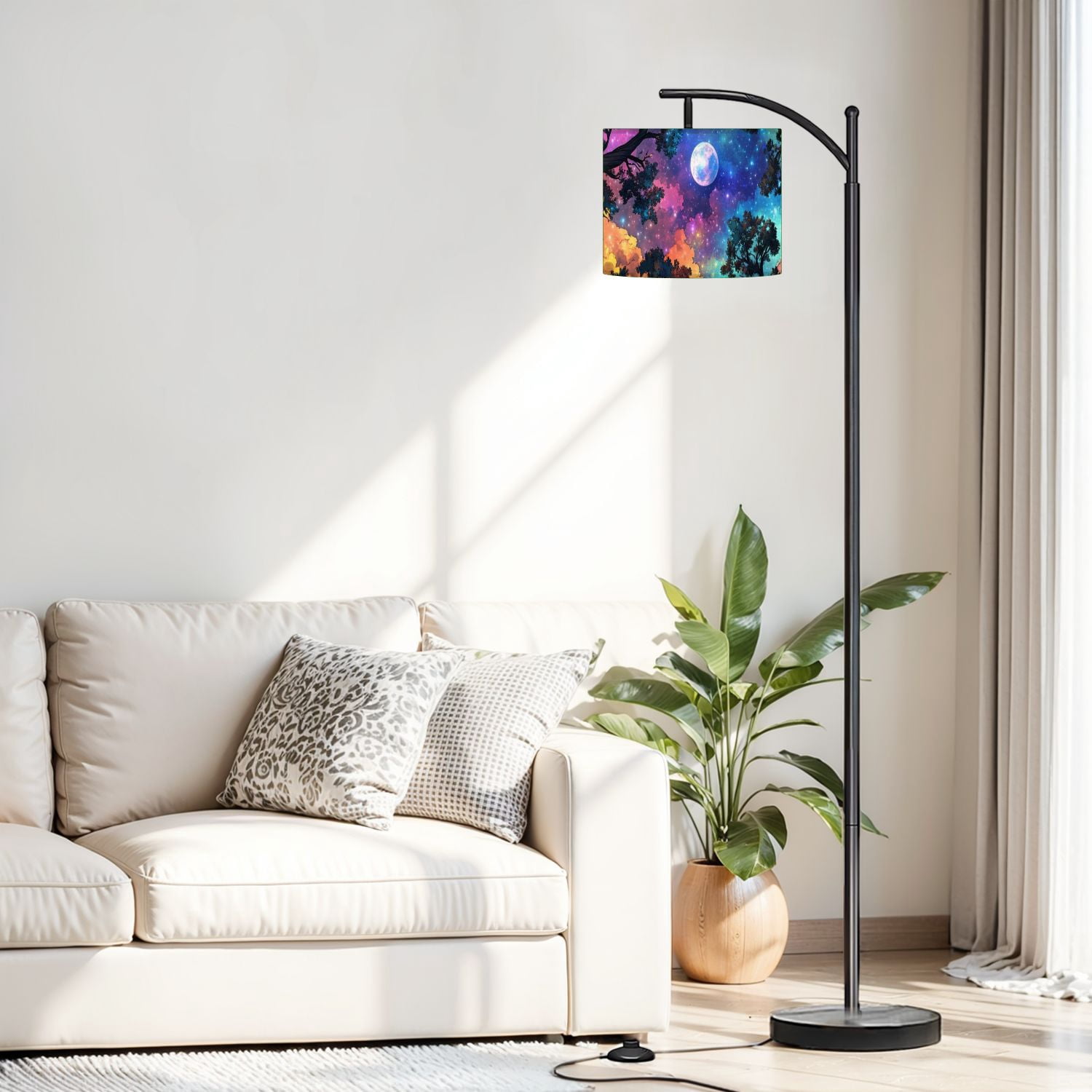 Arc Floor Lamp, 3 Color Temperatures Modern Floor Lamps Moon Forest ...