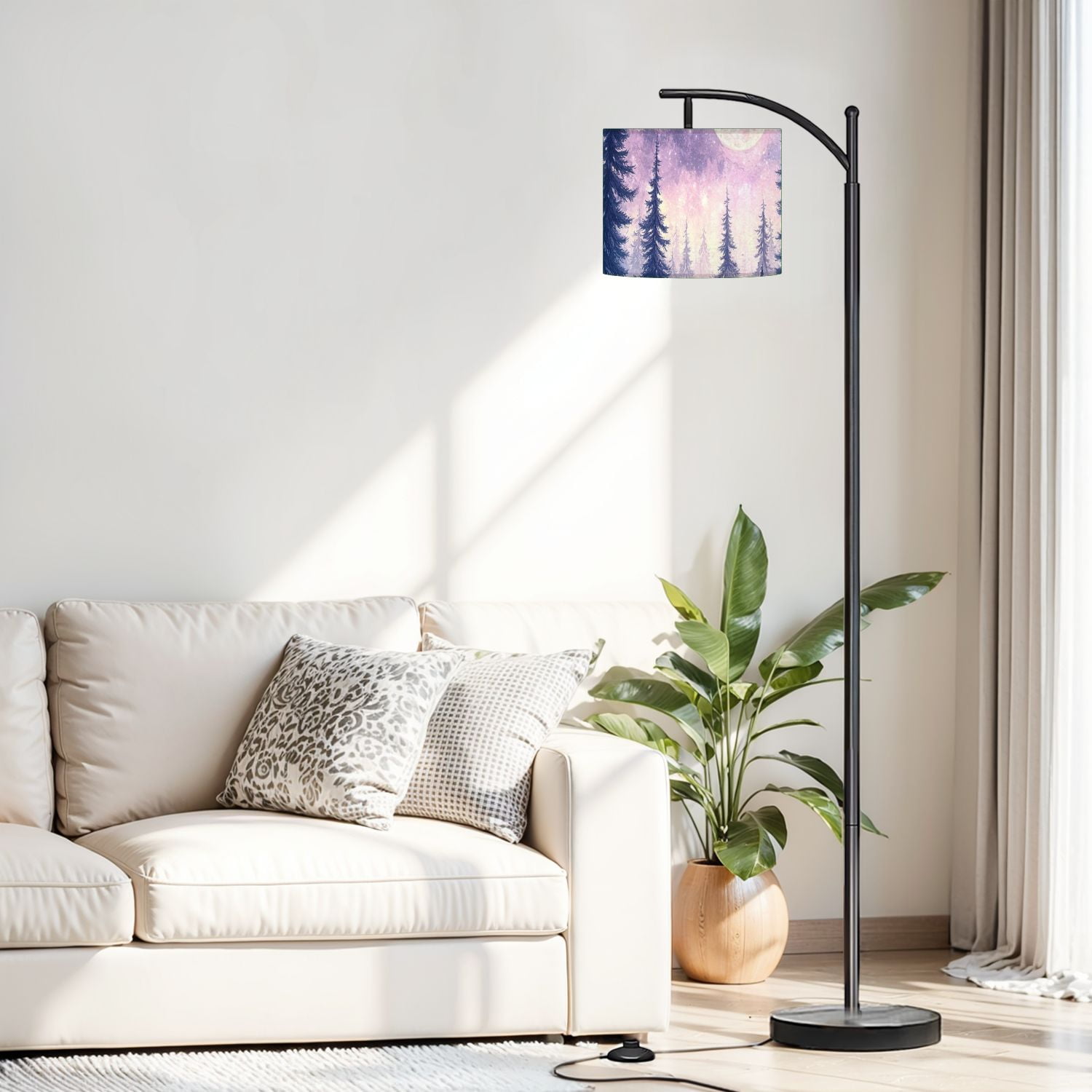 Arc Floor Lamp, 3 Color Temperatures Modern Floor Lamps Moon Forest ...