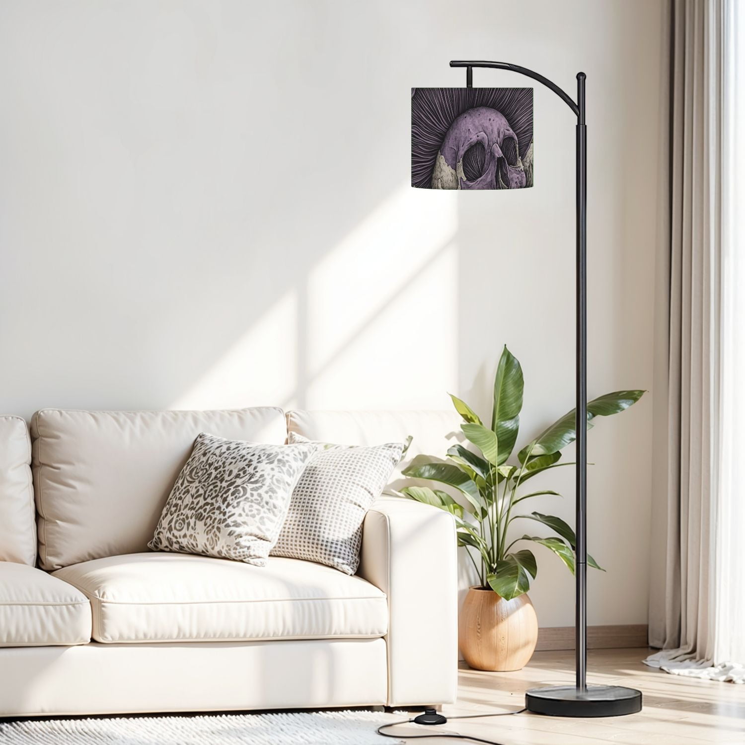 Arc Floor Lamp, 3 Color Temperatures Modern Floor Lamps Mushroom Skull ...