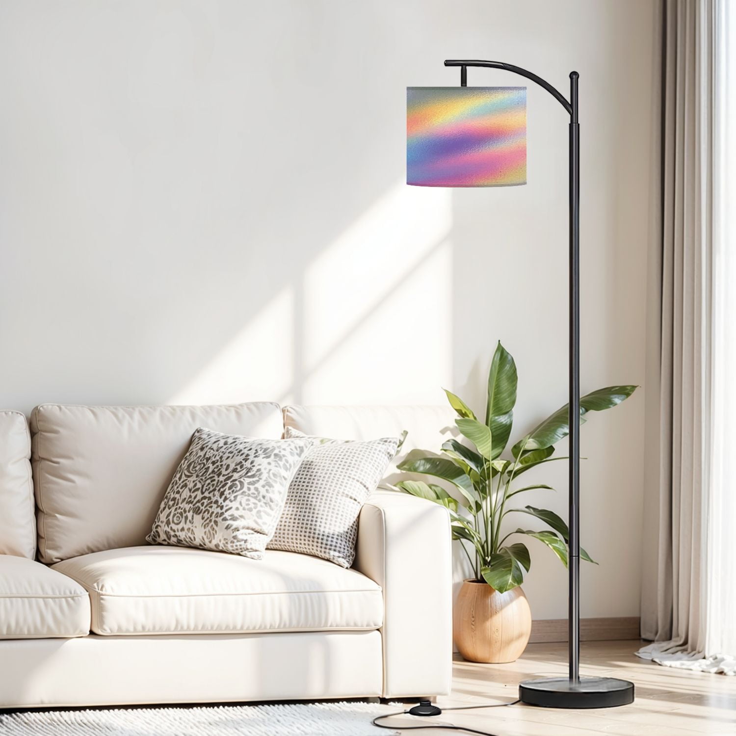 Arc Floor Lamp, 3 Color Temperatures Modern Floor Lamps Rainbow foil ...