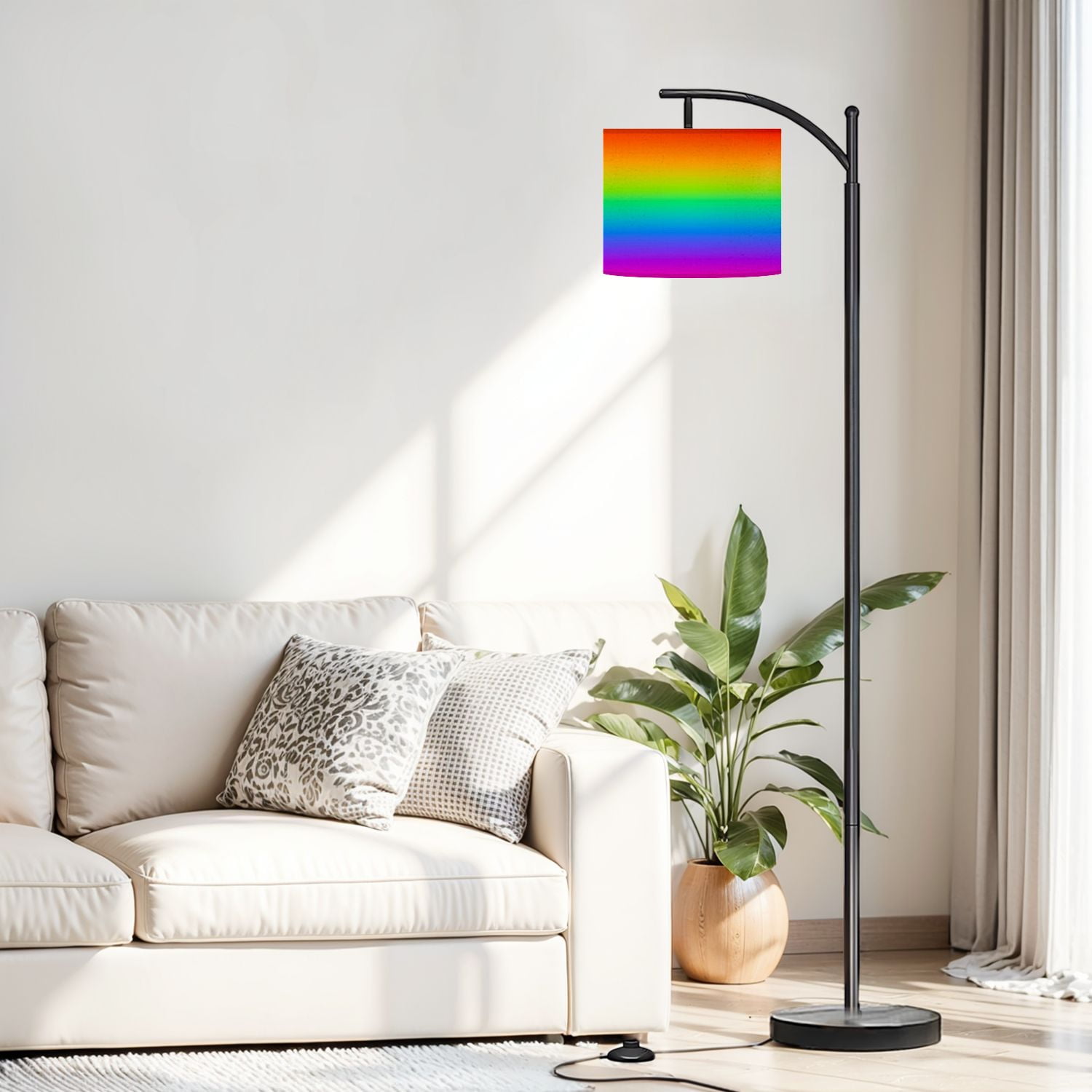 Arc Floor Lamp, 3 Color Temperatures Modern Floor Lamps Rainbow ...