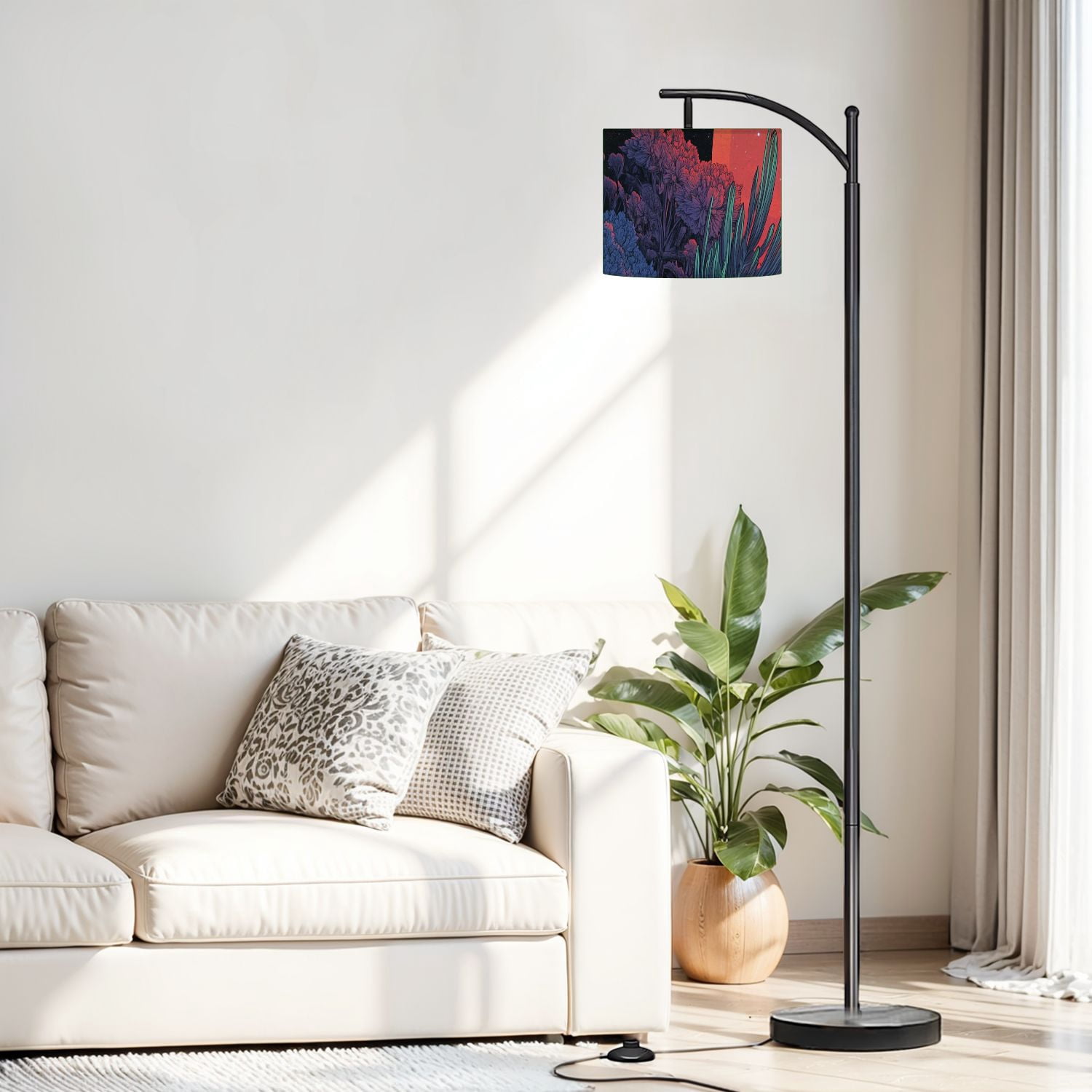 Arc Floor Lamp, 3 Color Temperatures Modern Floor Lamps Sun Moon Mystic ...