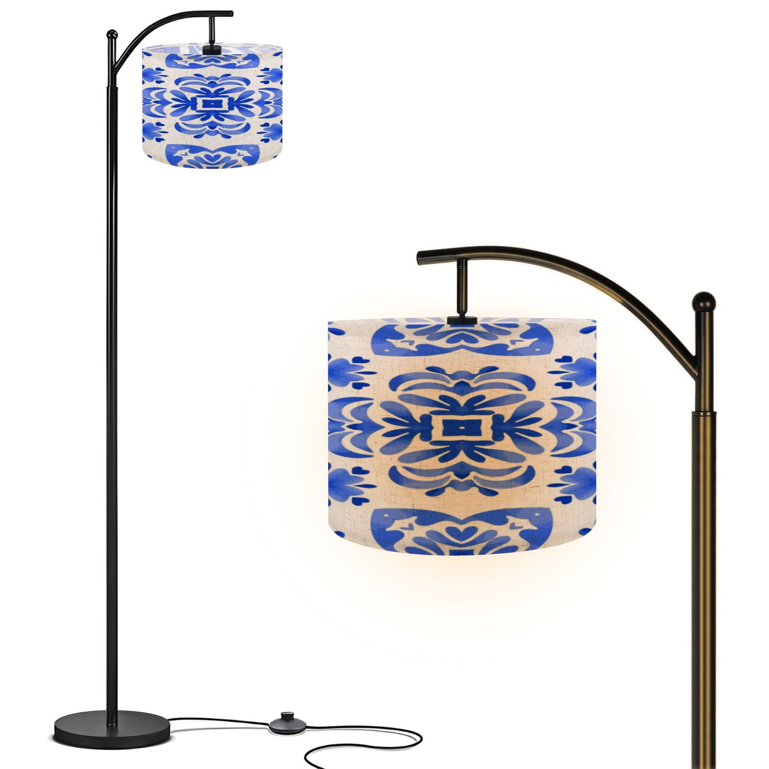 Arc Floor Lamp, 3 Color Temperatures Modern Floor Lamps Watercolor blue ...