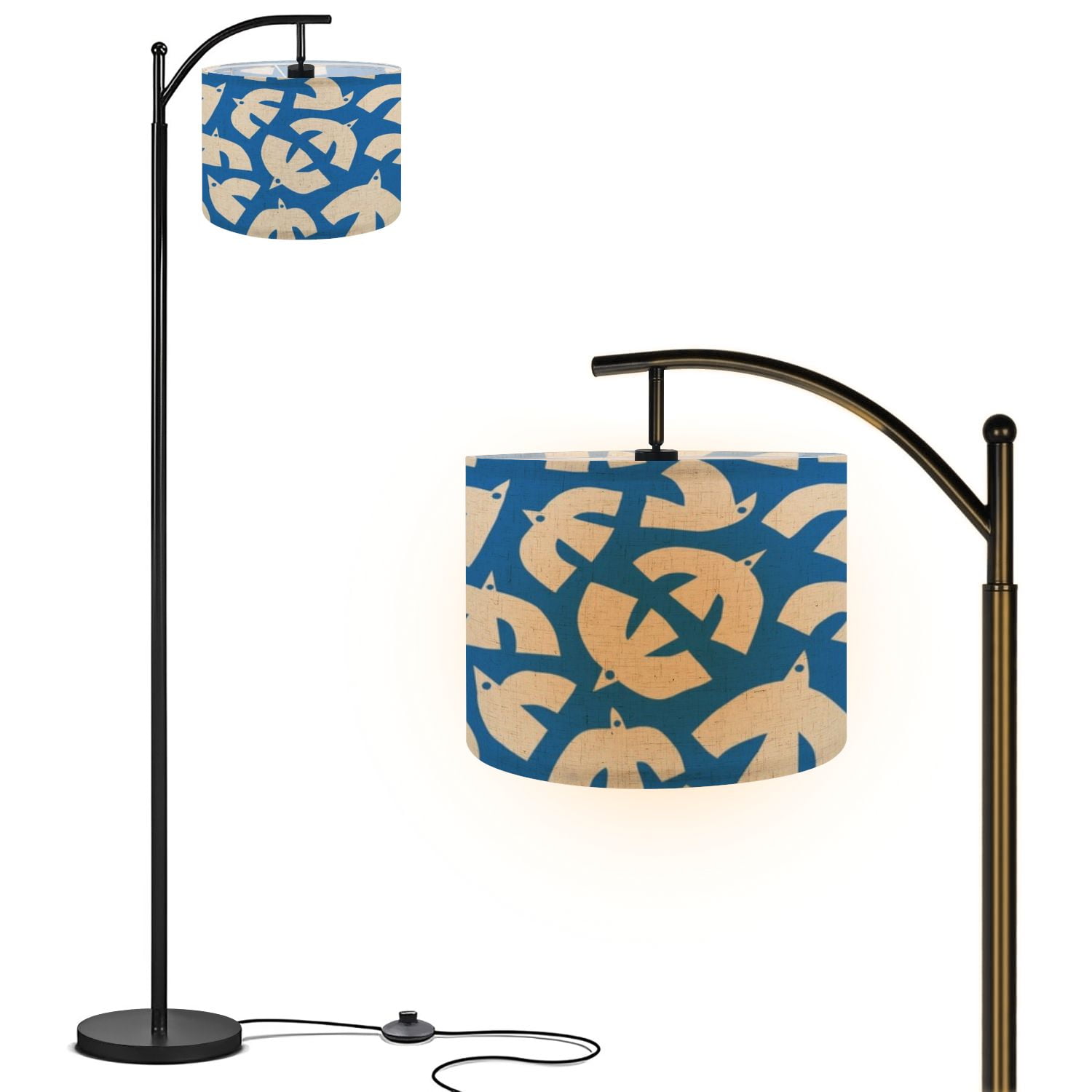 Arc Floor Lamp, 3 Color Temperatures Modern Floor Lamps Abstract bird ...
