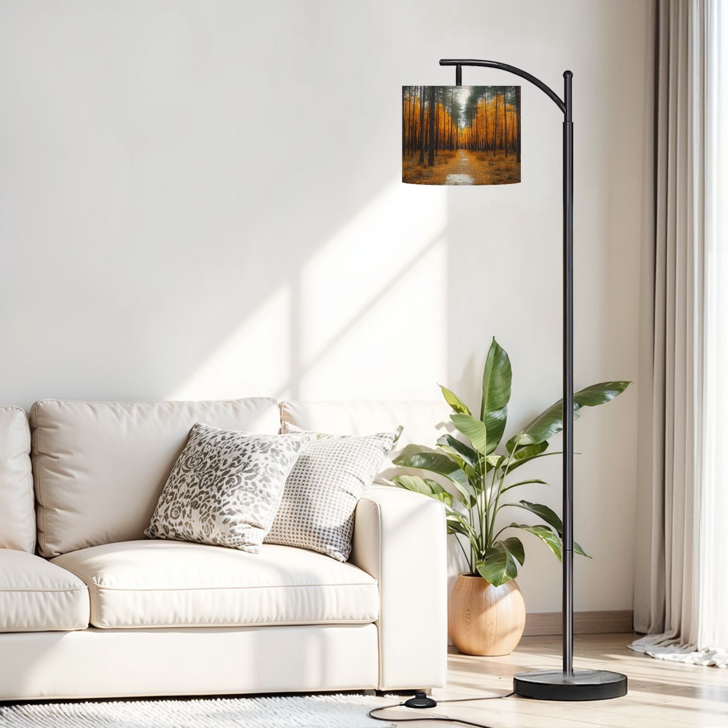 Arc Floor Lamp, 3 Color Temperatures Modern Floor Lamps Autumn Forest ...