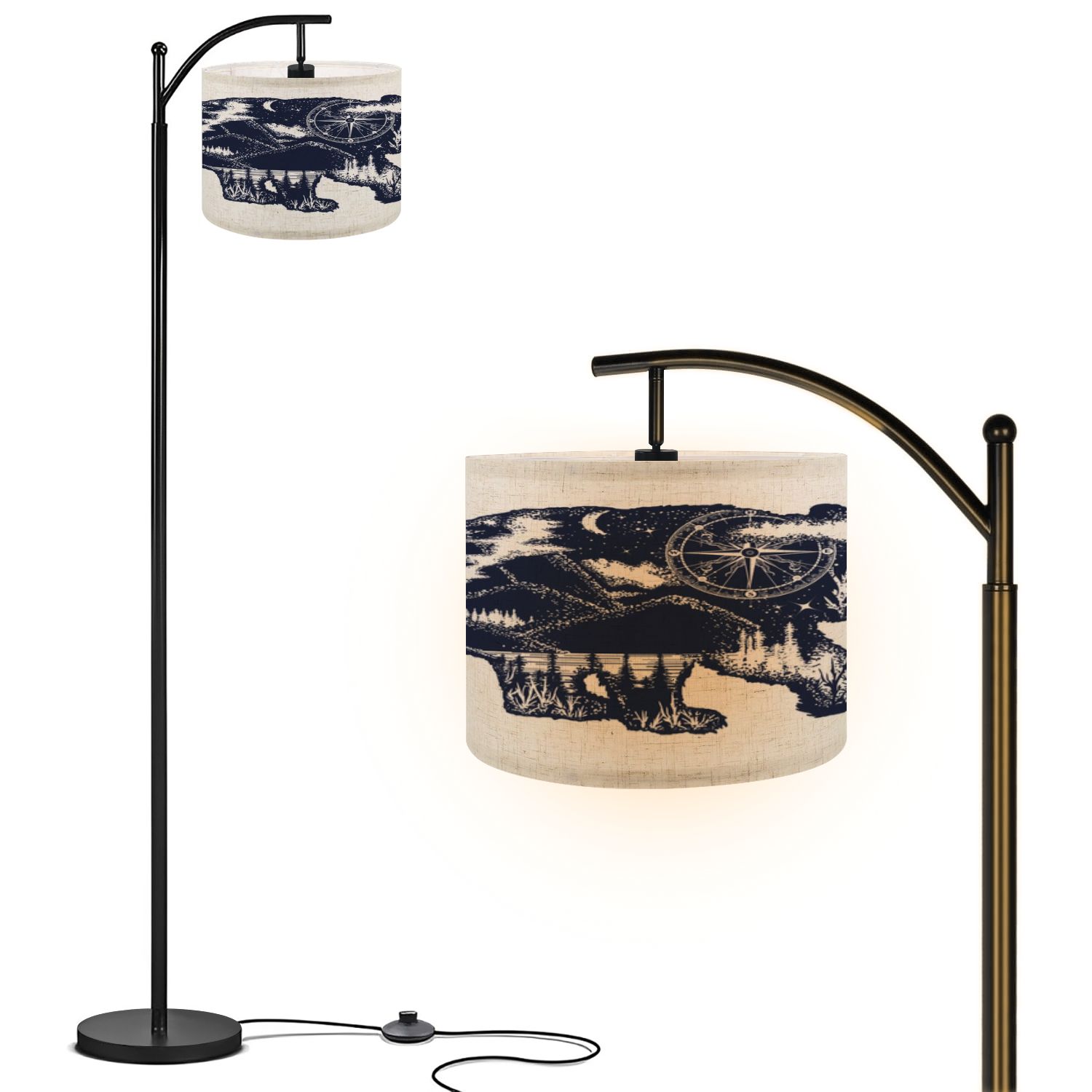 Arc Floor Lamp, 3 Color Temperatures Modern Floor Lamps Bear double ...