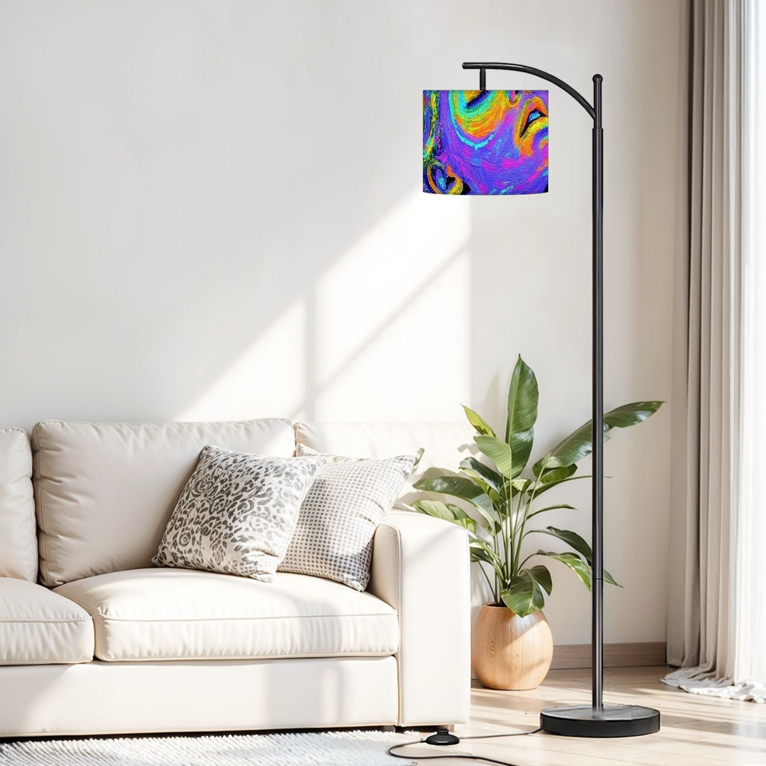 Arc Floor Lamp, 3 Color Temperatures Modern Floor Lamps Blacklight ...