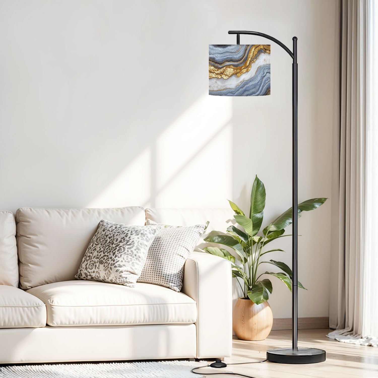 Arc Floor Lamp, 3 Color Temperatures Modern Floor Lamps Blue Gold ...