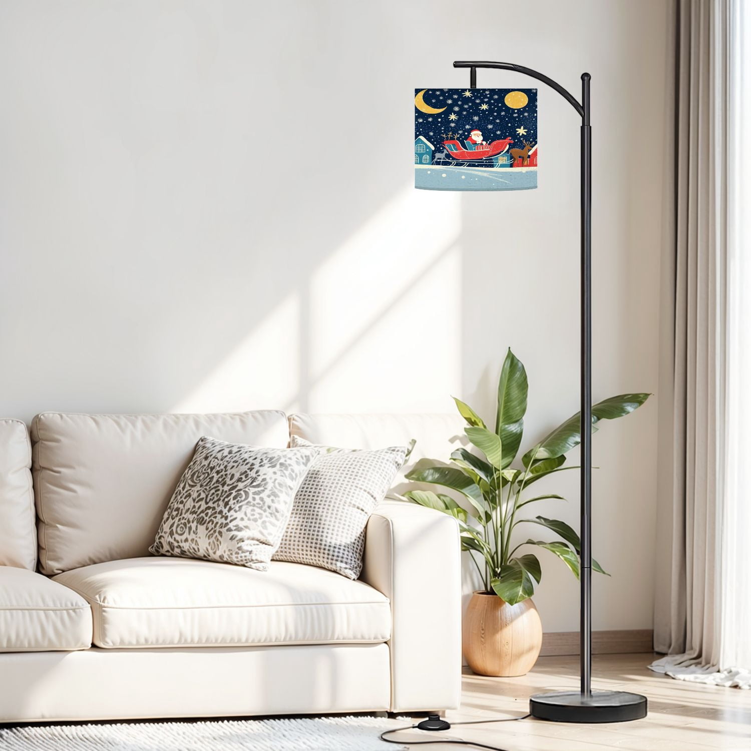 Arc Floor Lamp, 3 Color Temperatures Modern Floor Lamps Christmas Santa ...
