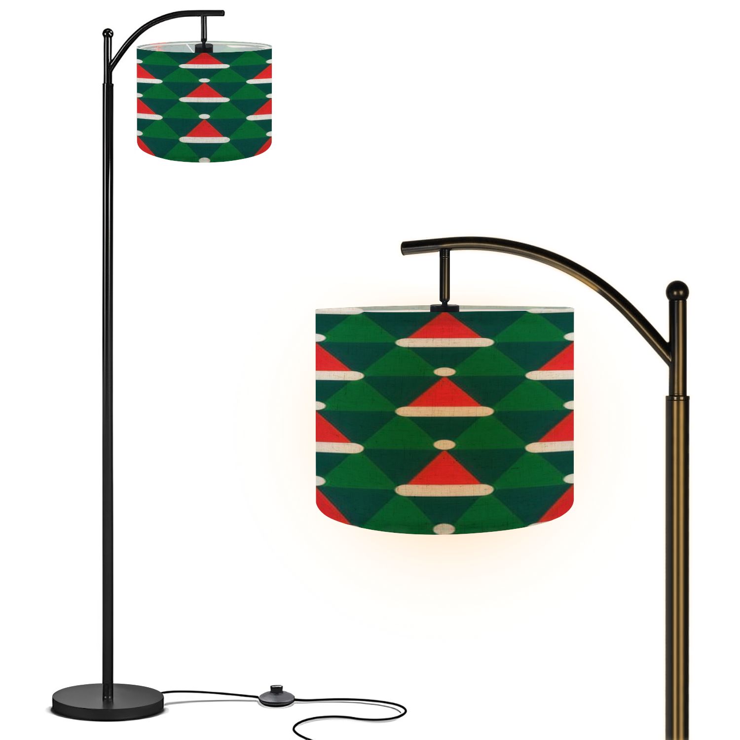 Arc Floor Lamp, 3 Color Temperatures Modern Floor Lamps Christmas hat ...