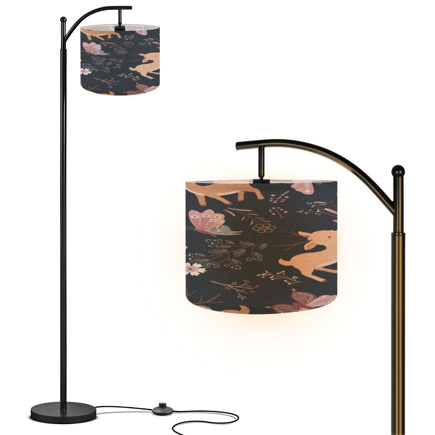 Arc Floor Lamp, 3 Color Temperatures Modern Floor Lamps Cute Reindeer ...
