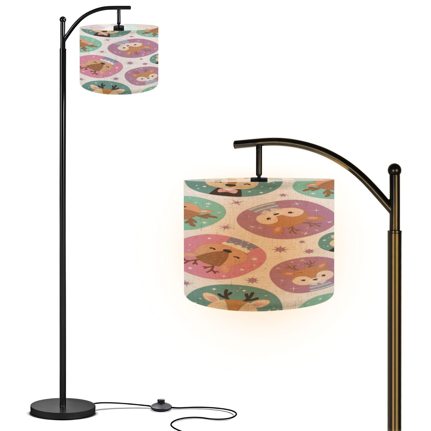 Arc Floor Lamp, 3 Color Temperatures Modern Floor Lamps Cute Reindeer ...