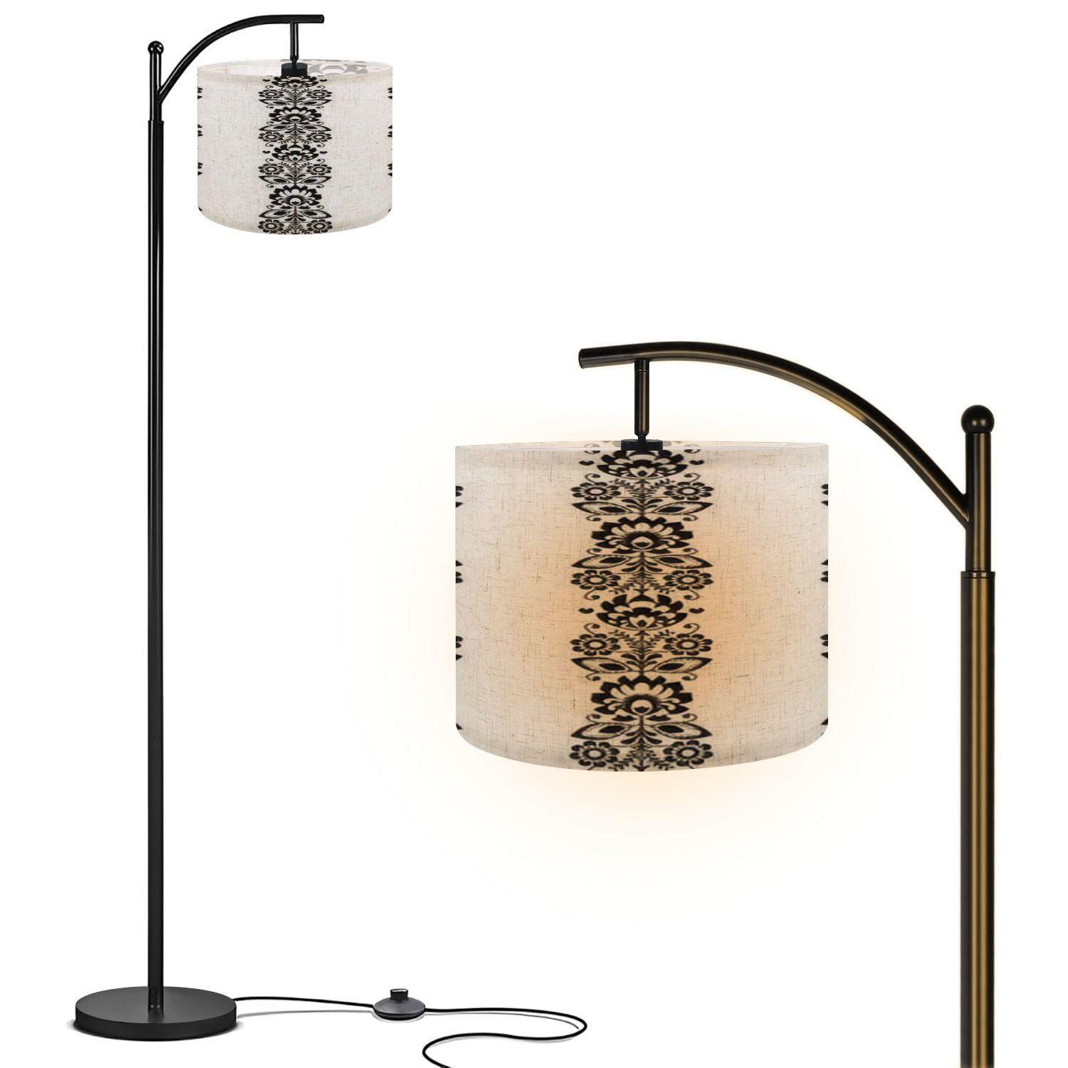 Arc Floor Lamp, 3 Color Temperatures Modern Floor Lamps Floral seamless ...