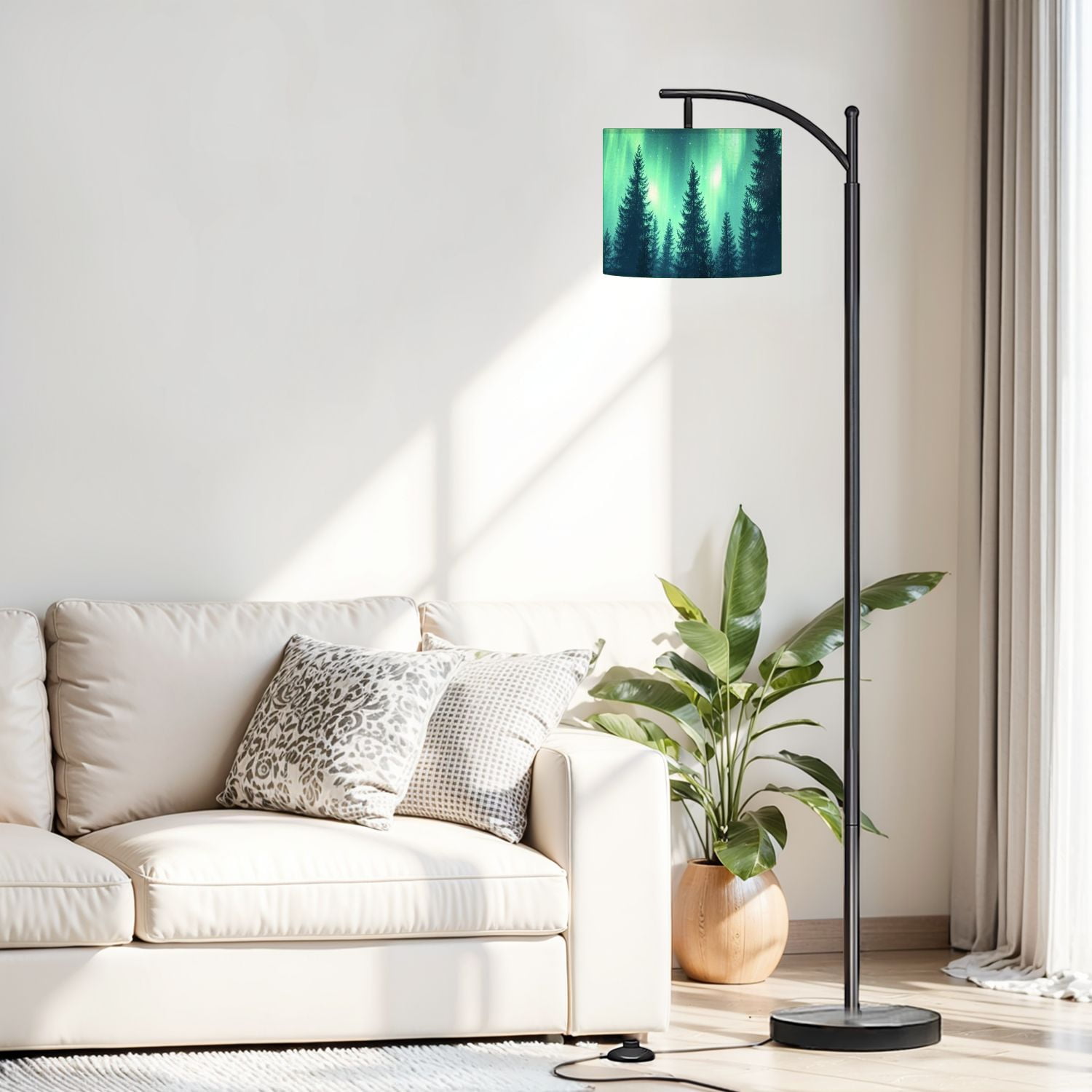 Arc Floor Lamp, 3 Color Temperatures Modern Floor Lamps Forest Trees ...