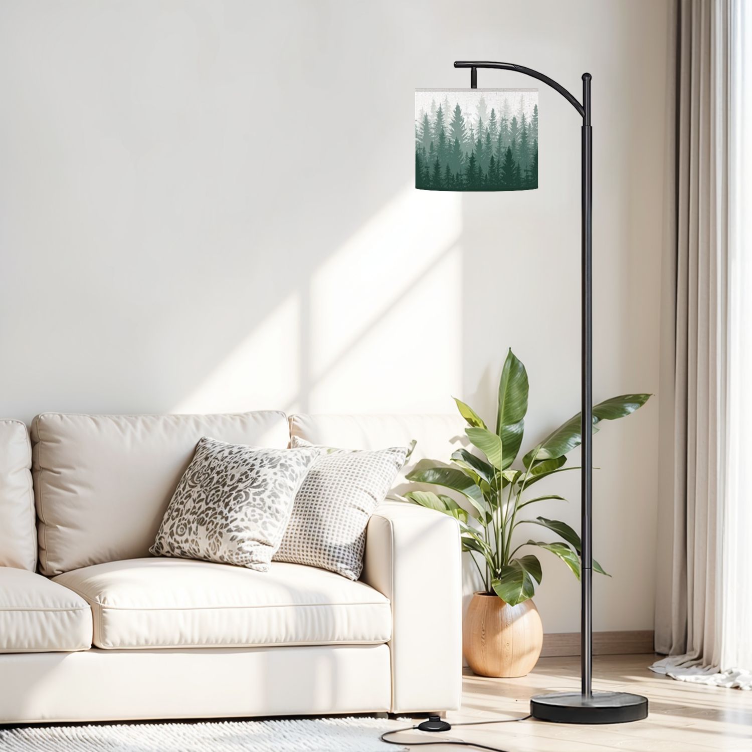 Arc Floor Lamp, 3 Color Temperatures Modern Floor Lamps Forest panorama ...