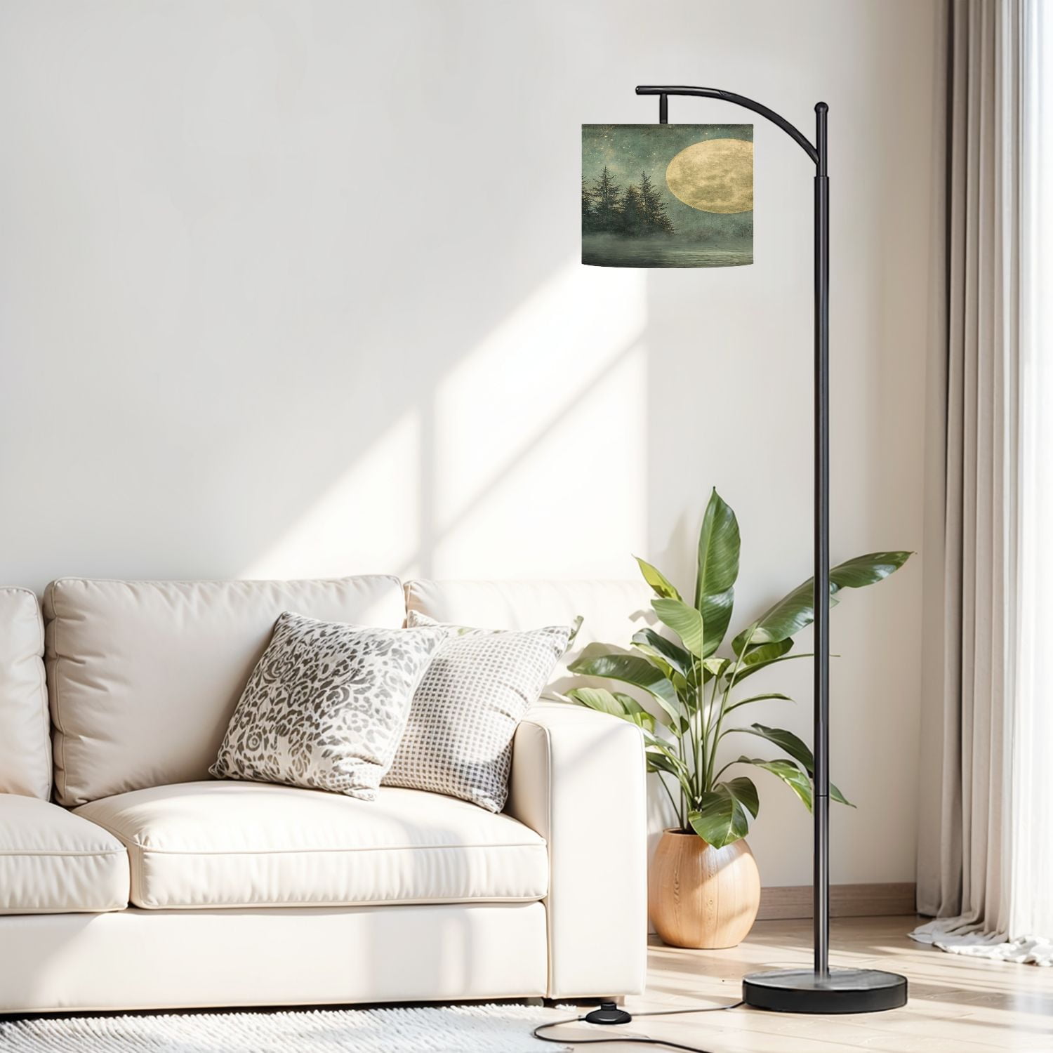 Arc Floor Lamp, 3 Color Temperatures Modern Floor Lamps Galaxy Moon ...