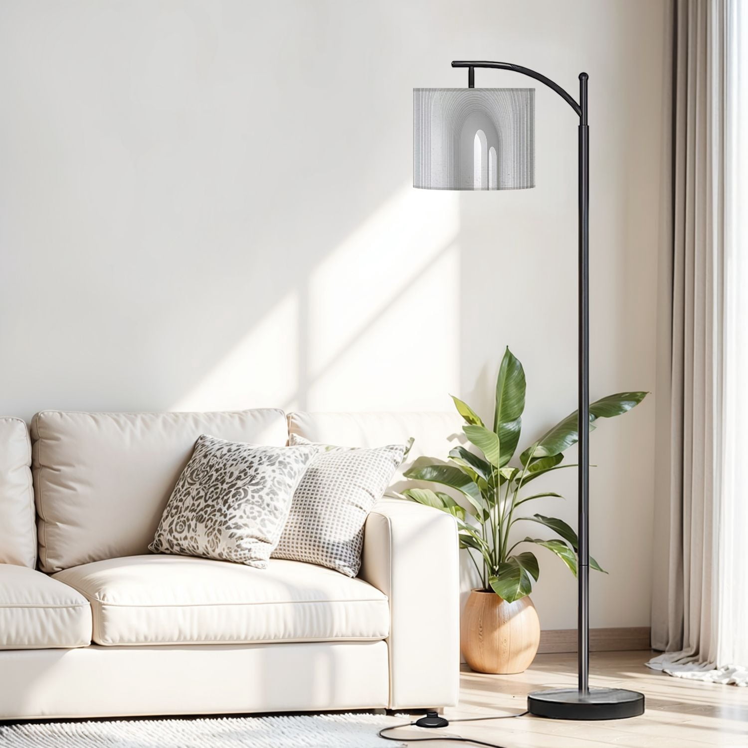 Arc Floor Lamp, 3 Color Temperatures Modern Floor Lamps Geometric ...