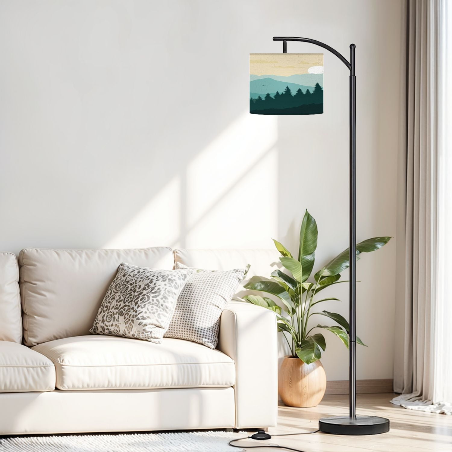 Arc Floor Lamp, 3 Color Temperatures Modern Floor Lamps Landscape With ...