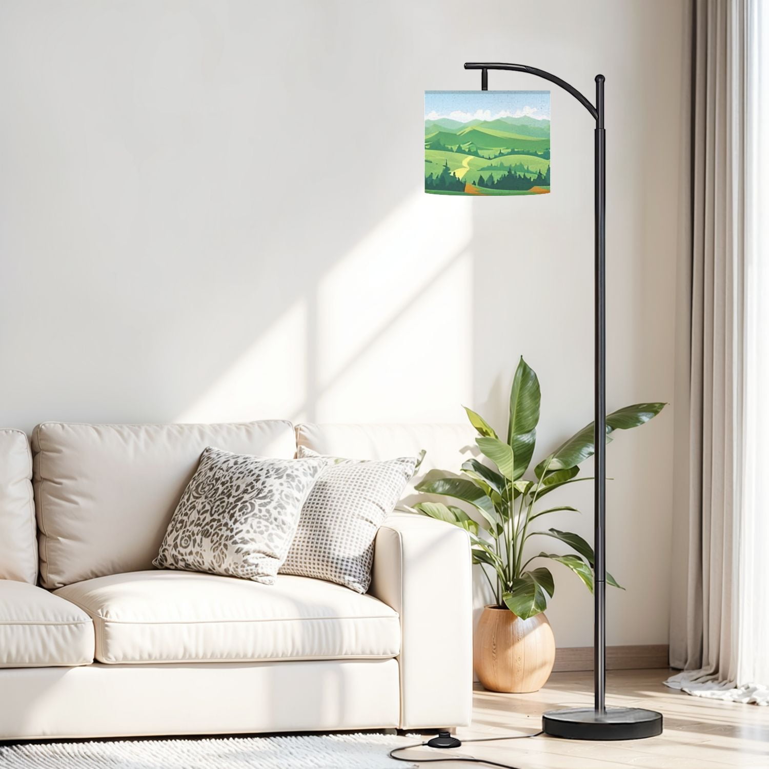 Arc Floor Lamp, 3 Color Temperatures Modern Floor Lamps Mountain ...