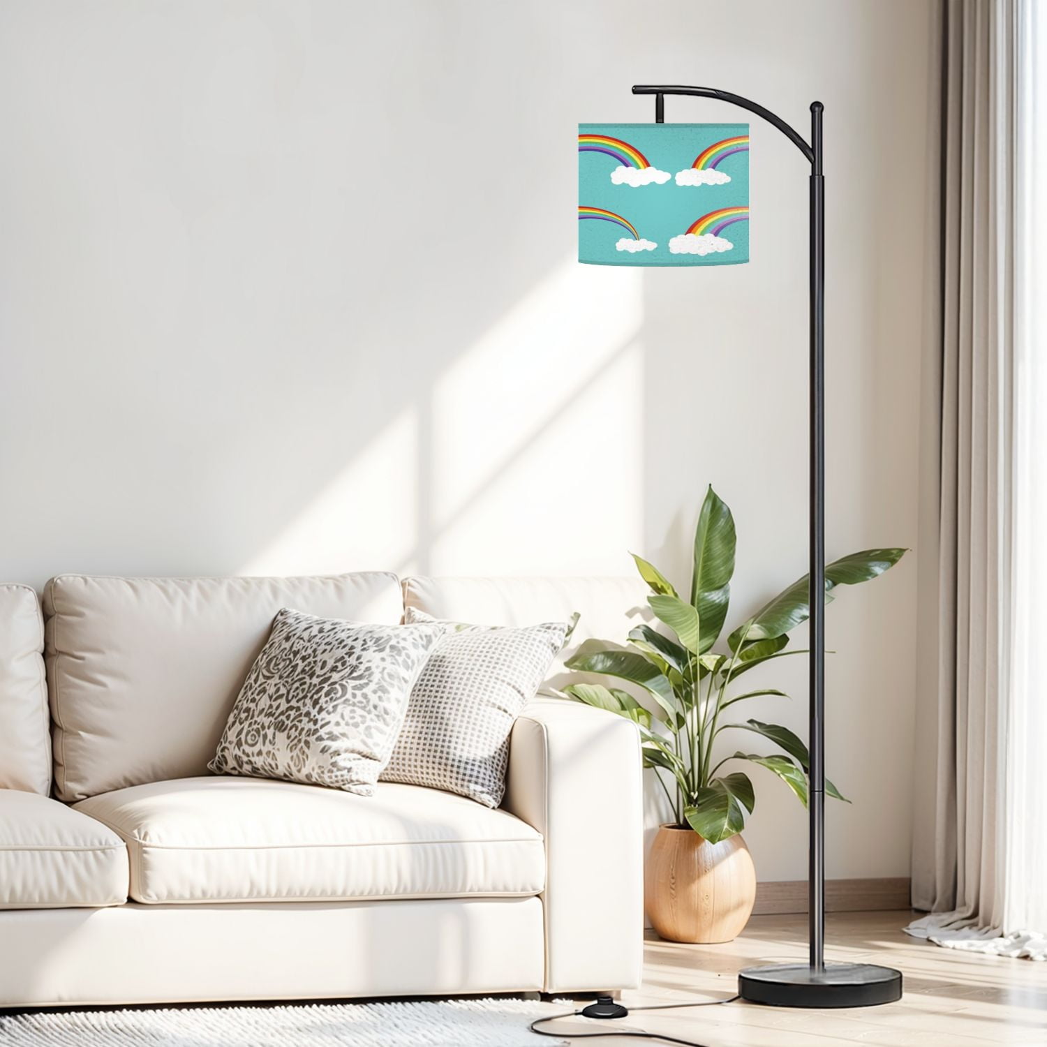 Arc Floor Lamp, 3 Color Temperatures Modern Floor Lamps Color Rainbow ...