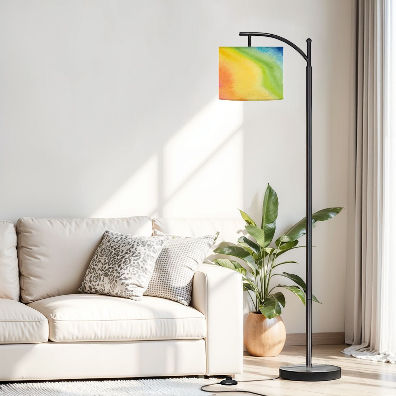 Arc Floor Lamp, 3 Color Temperatures Modern Floor Lamps Rainbow ...