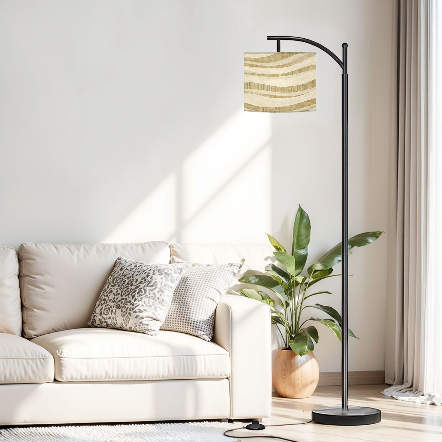 Arc Floor Lamp, 3 Color Temperatures Modern Floor Lamps Sand Swirl ...