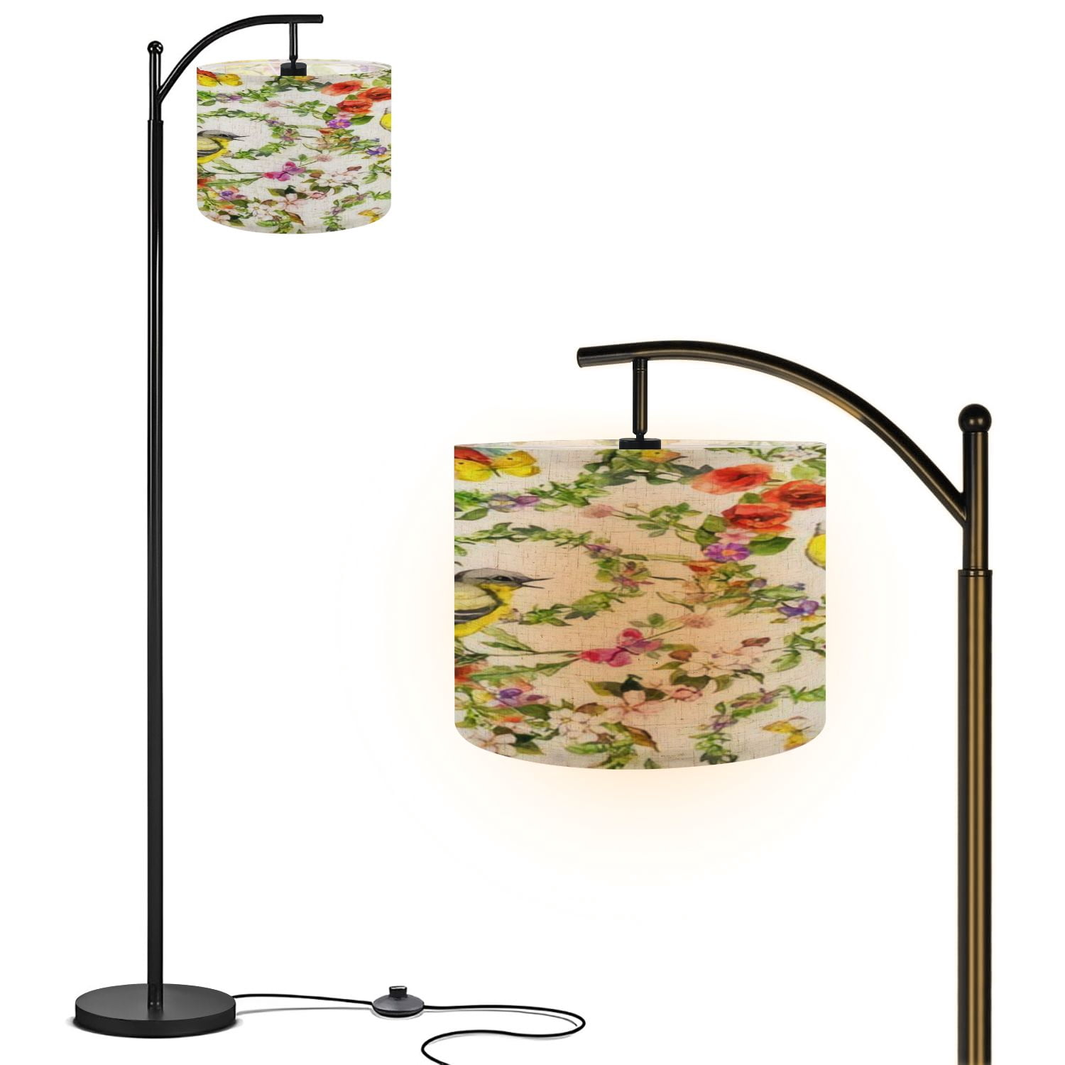 Arc Floor Lamp, 3 Color Temperatures Modern Floor Lamps Seamless floral ...
