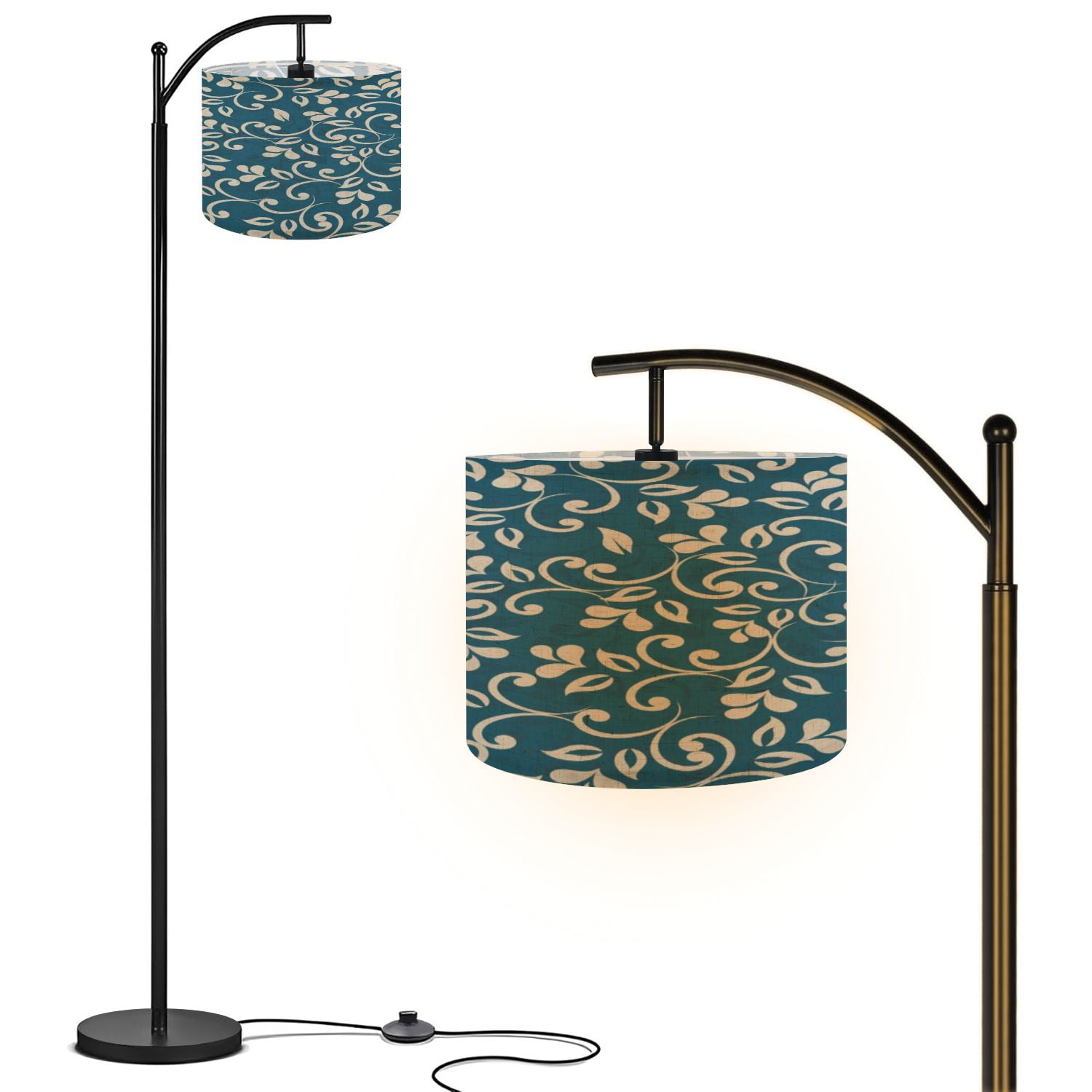 Arc Floor Lamp, 3 Color Temperatures Modern Floor Lamps seamless floral ...