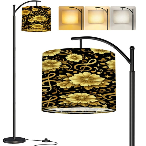 Arc Floor Lamp 3d gold flowers Musical Repeat backdrop Beautiful golden ...