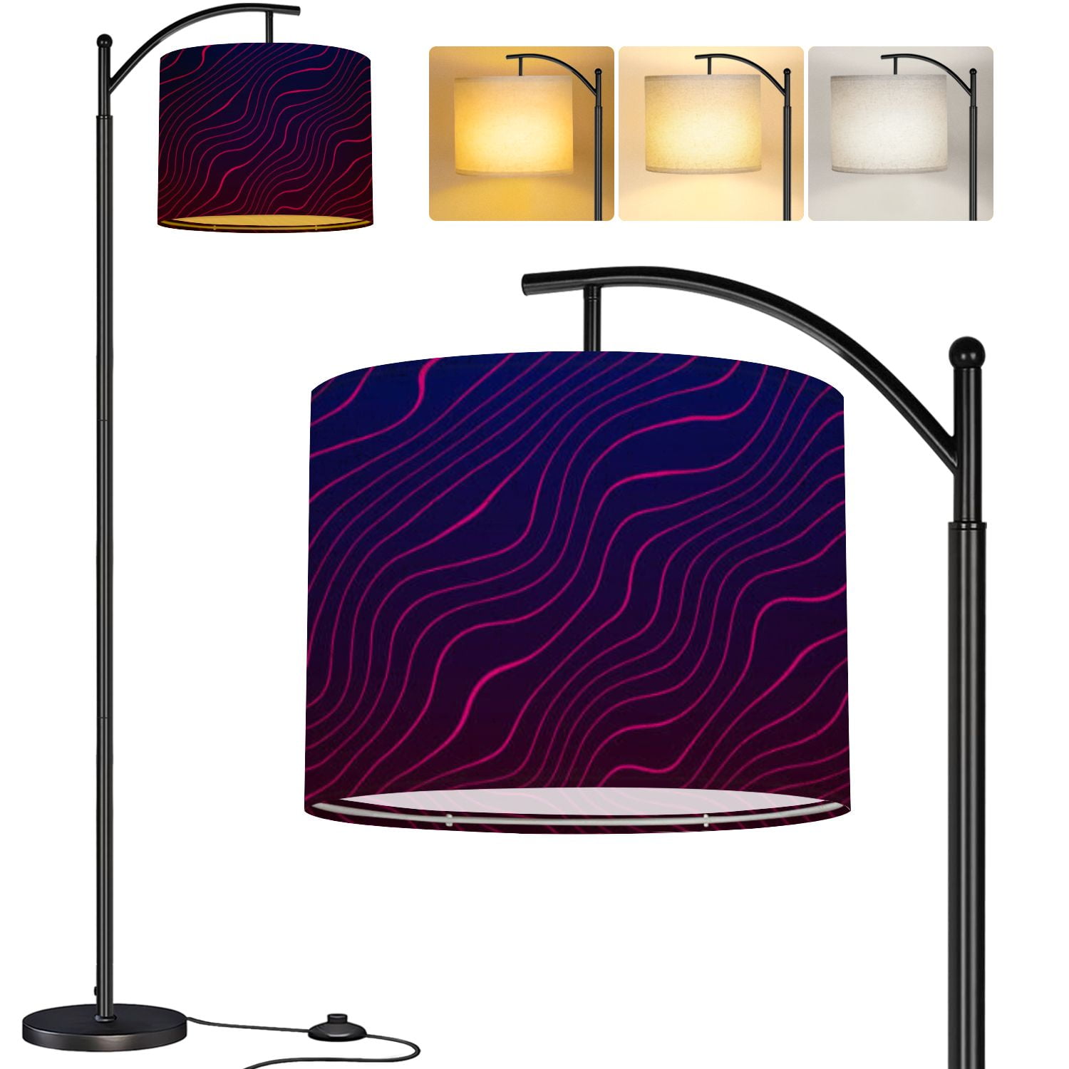 Arc Floor Lamp 4K Abstract line Tall Modern Standing Lamp LED ...
