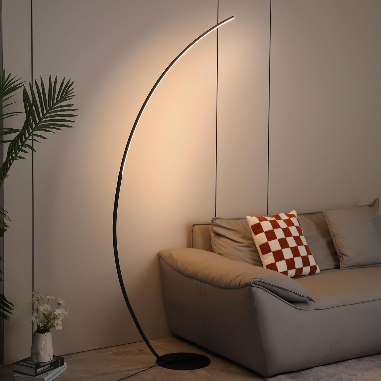 Arc Floor Lamp 65" Modern Standing Lamp with Remote, Black LED Arch ...