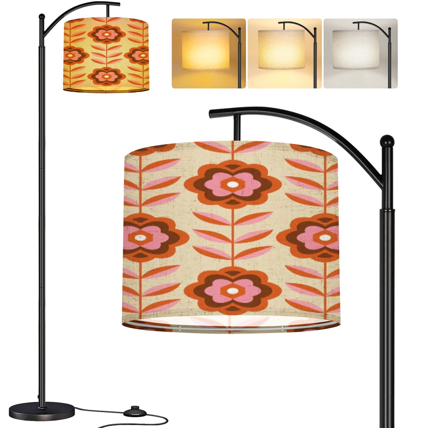Arc Floor Lamp 70 s Retro Seamless Pattern 60s 70s Aesthetic Style Tall ...