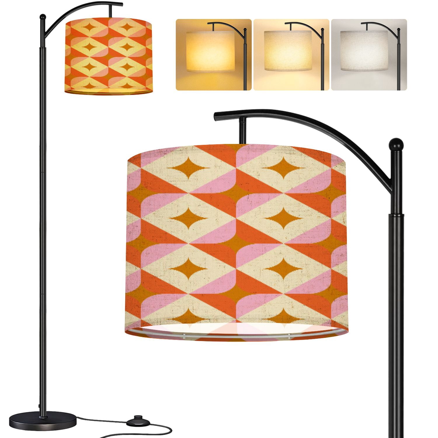 Arc Floor Lamp 70 s Retro Seamless Pattern 60s 70s Aesthetic Style Tall ...