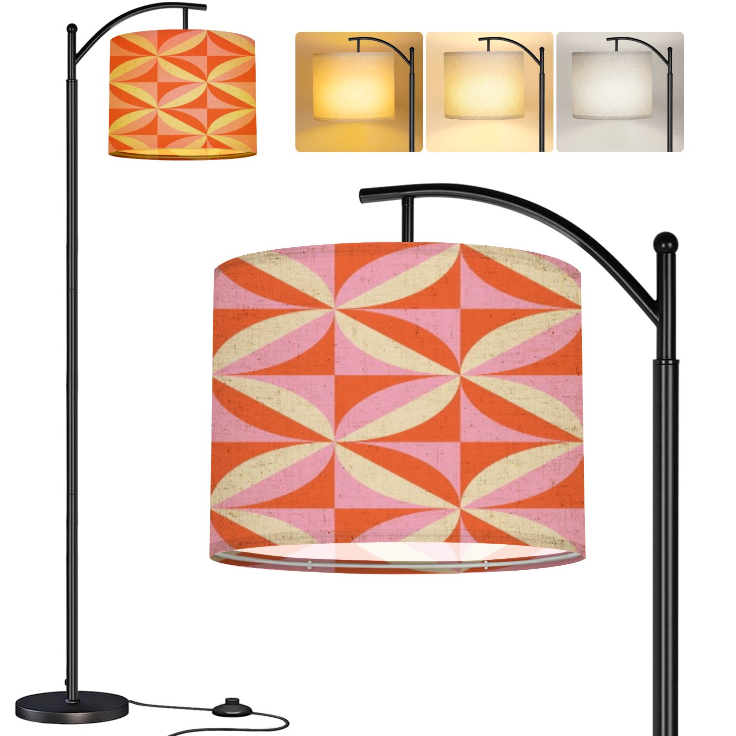 Arc Floor Lamp 70 s Retro Seamless Pattern 60s 70s Aesthetic Style Tall ...