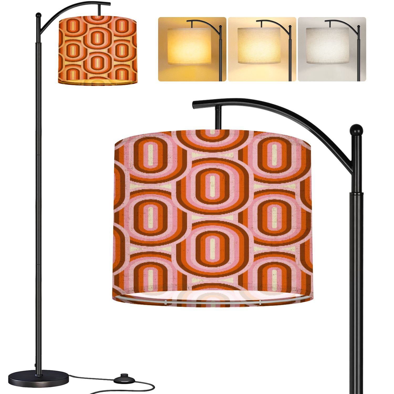 Arc Floor Lamp 70 s Retro Seamless Pattern 60s 70s Aesthetic Style Tall ...