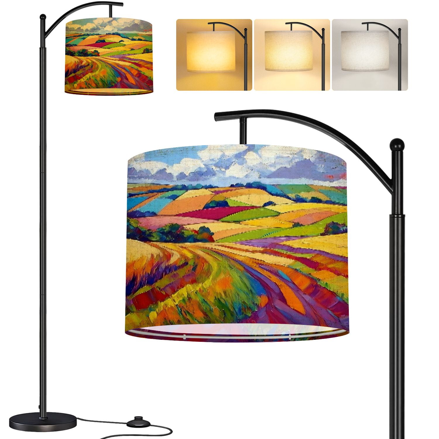 Arc Floor Lamp Abstract Colorful Clouds Landscape Pictures Fields ...