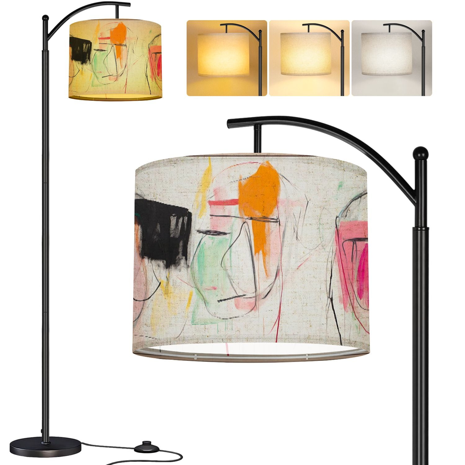 Arc Floor Lamp Abstract Face Boho Black Line Colorful Line Minimalist ...