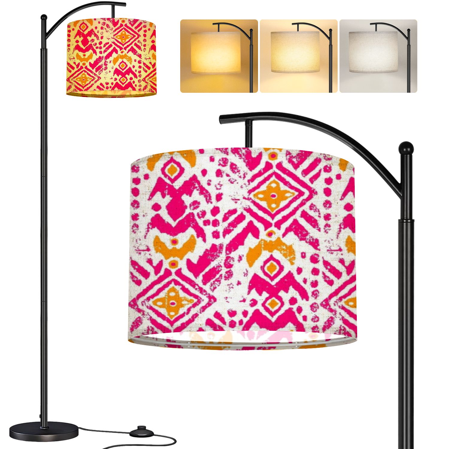 Arc Floor Lamp Abstract Hand Drawing Bohemian Ikat Ethnic Tribal ...
