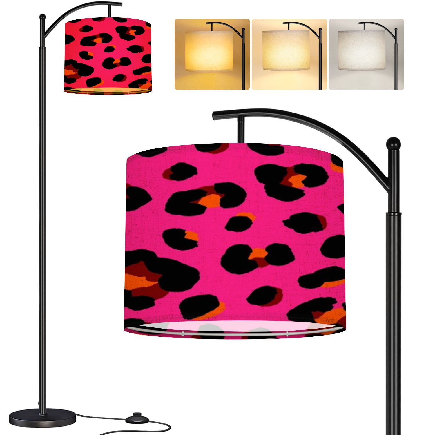 Arc Floor Lamp Abstract Hand Drawing Large Leopard Cheetah Panther ...