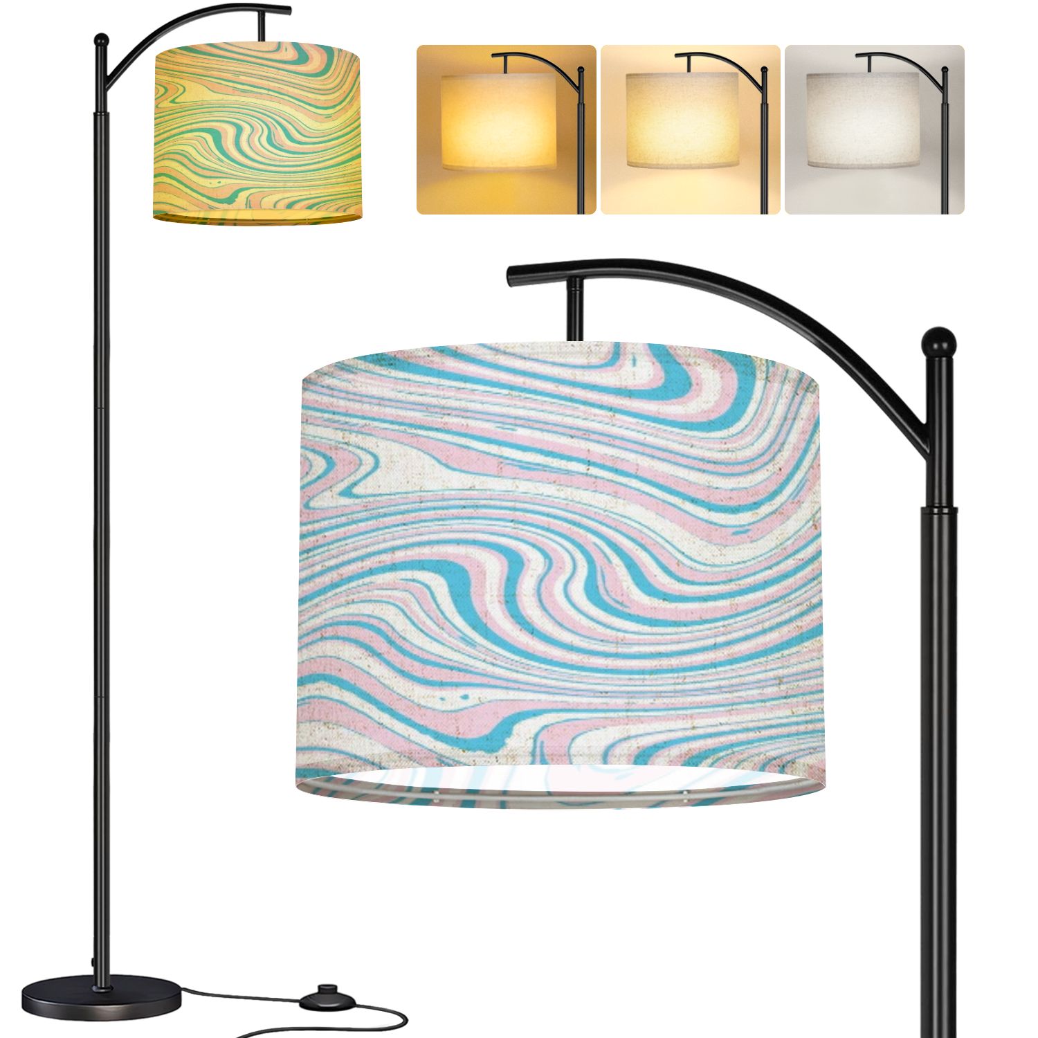 Arc Floor Lamp Abstract Hand Drawing Liquid Fluid Wavy Marble Seamless ...
