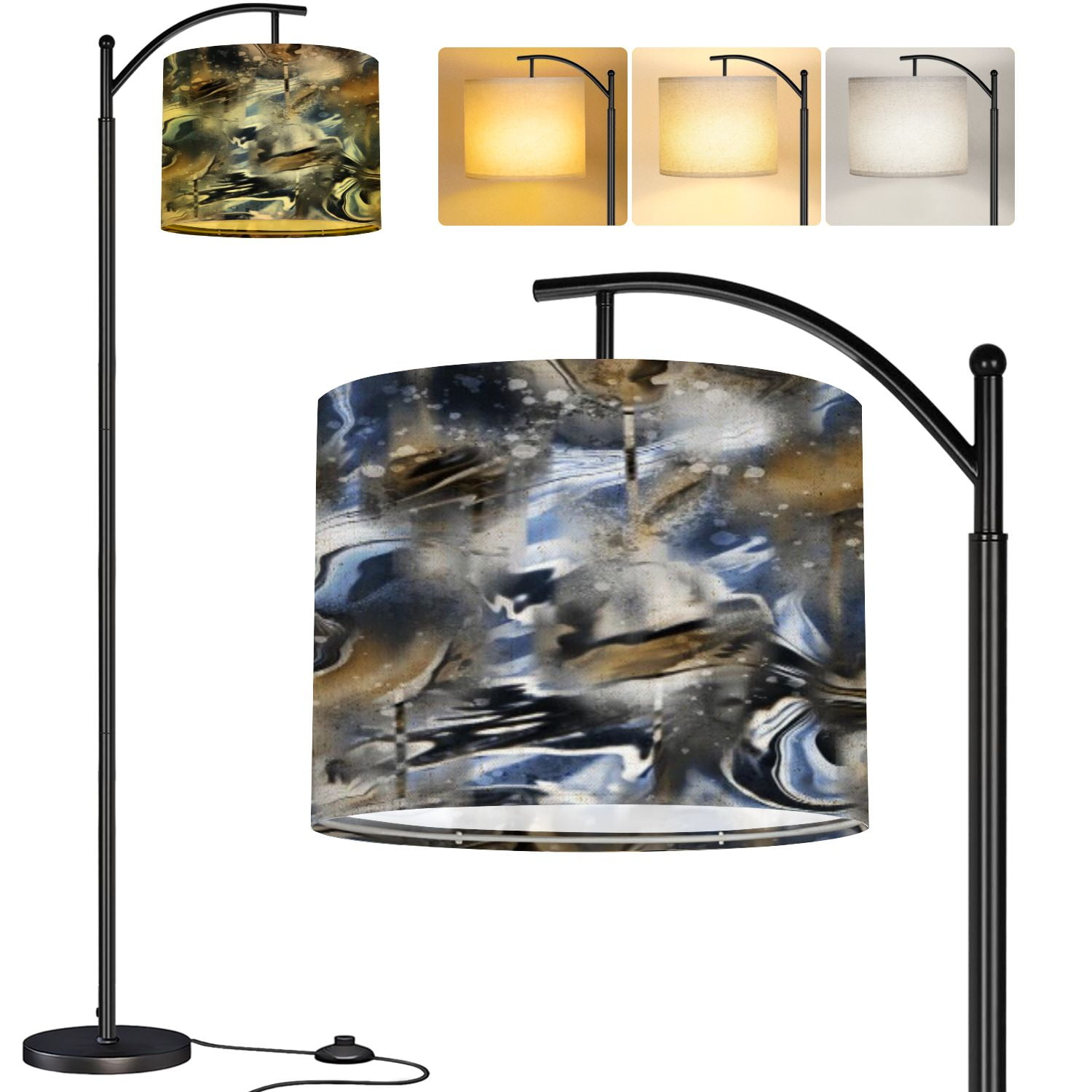 Arc Floor Lamp Abstract Hand Drawing Psychedelic Painting Marble ...