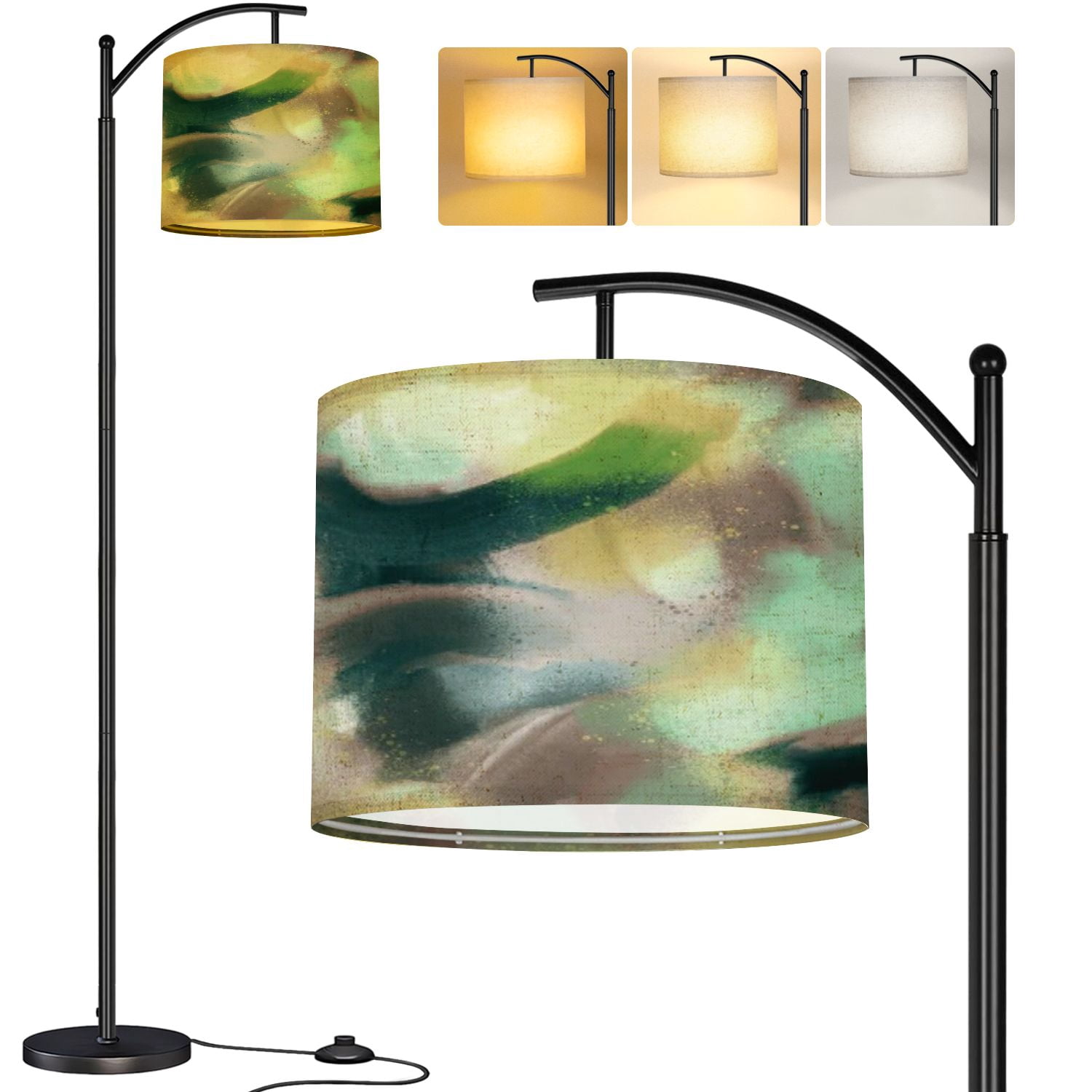 Arc Floor Lamp Abstract Hand Painting Tie Dye Watercolor Brush Strokes ...