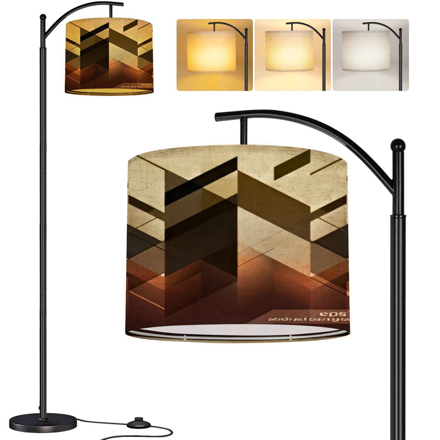 Arc Floor Lamp Abstract Retro Geometric Shapes Tall Modern Standing ...
